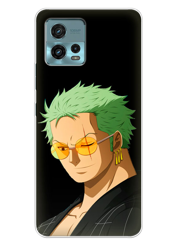 Motorola G72 чехол - Ван-Пис One Piece Ророноа Зоро подмигивает крупным ...