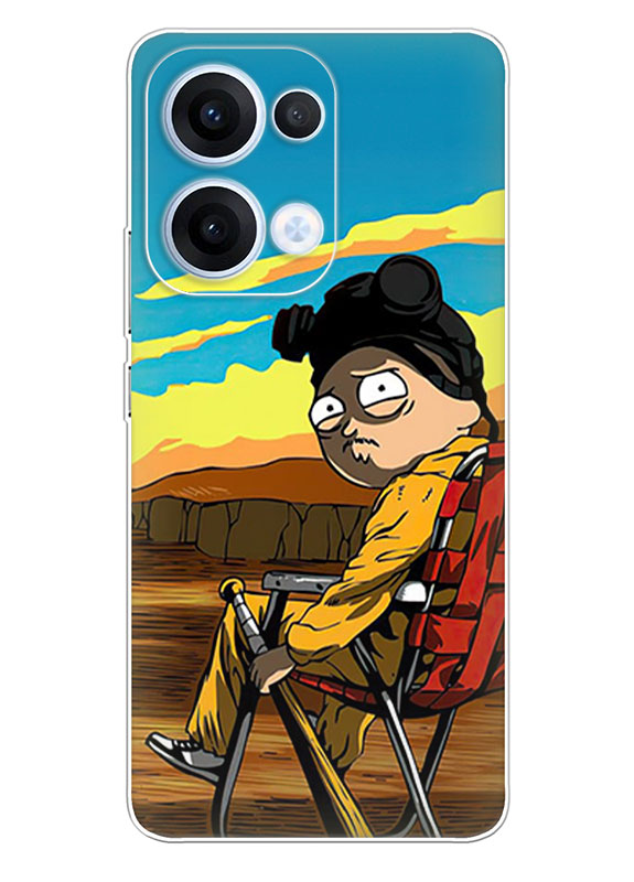 Oppo Reno 13 чехол Rick and Morty - Рик и Морти с битой из силикона